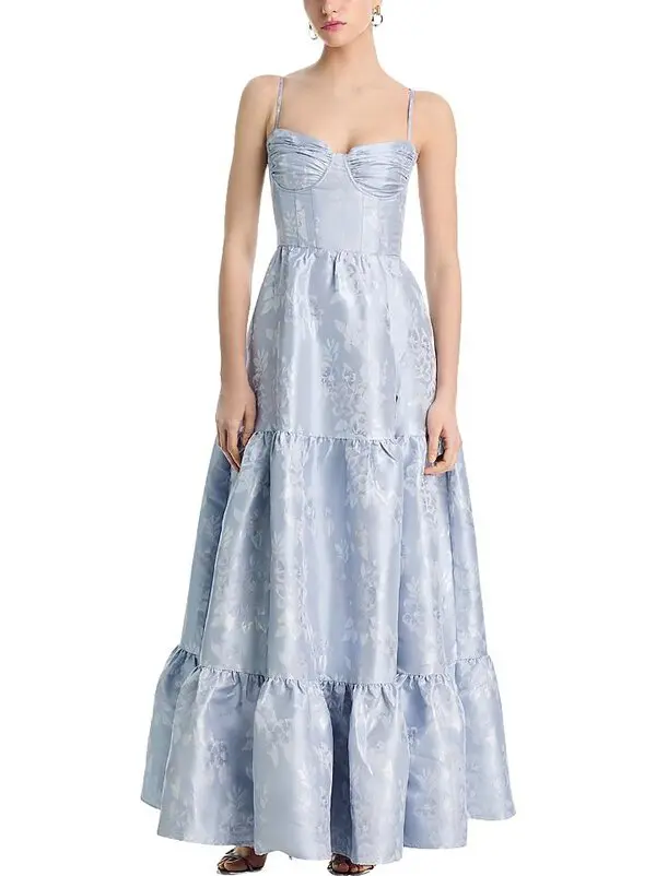 V. CHAPMAN Lucetta Floral Maxi Dress - Icelandic Blue Baroque Floral