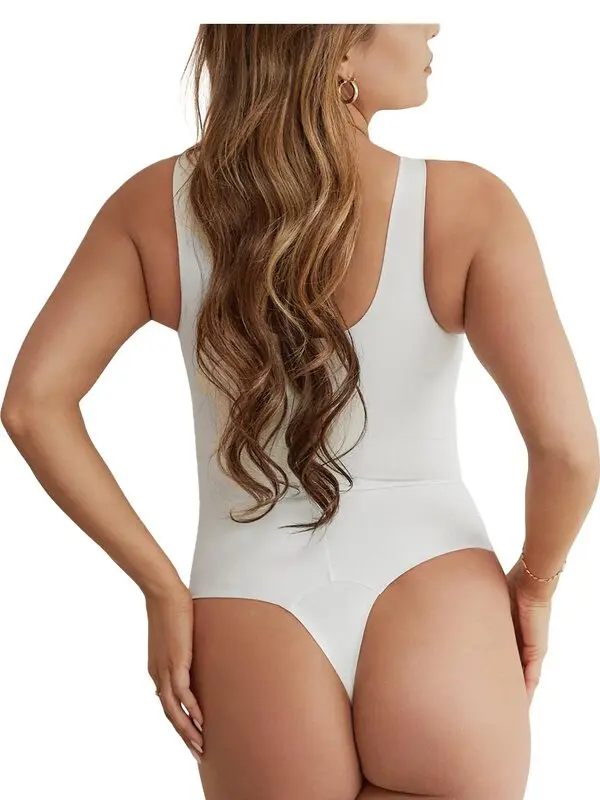 PINSY High Neck Hourglass Shapewear Thong Bodysuit - Bone