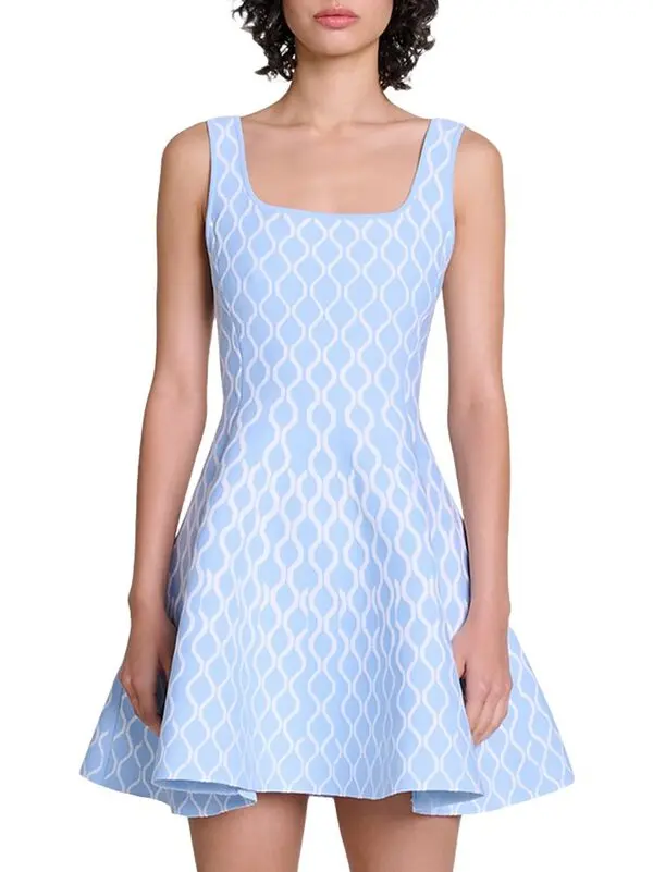 Maje Wave Printed Mini Dress - Blue/white