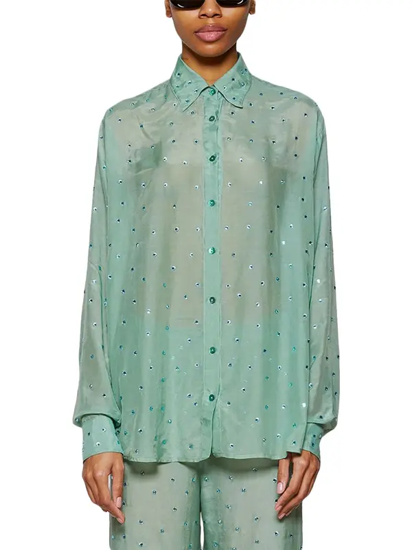 Oseree Gems Crystal-embellished Shirt - Green
