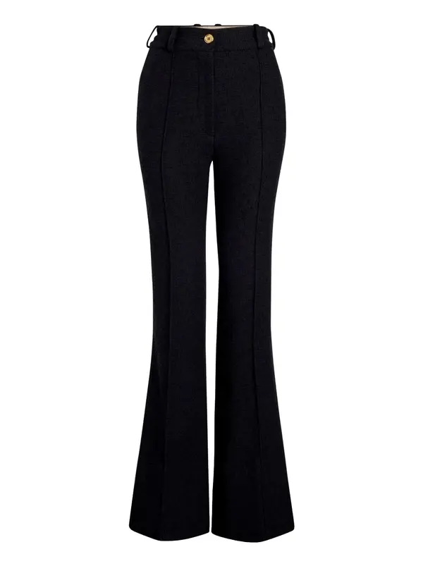 Patou Flared Tweed Trousers - Black