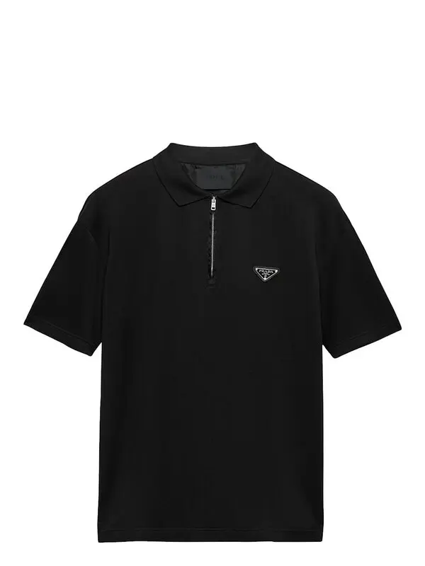Prada Renylon Pique Polo Shirt - Nero