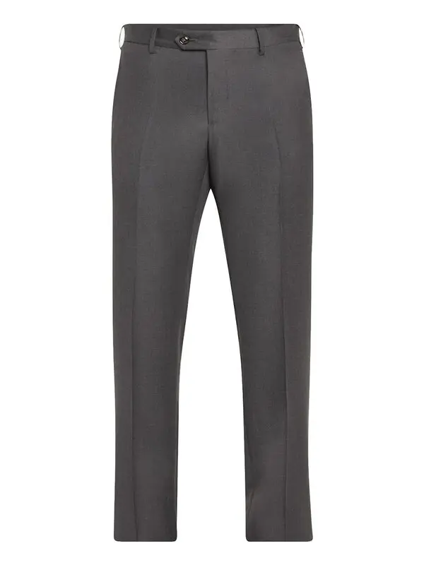 Giorgio Armani Solid Wool Flat-front Trousers - Grey