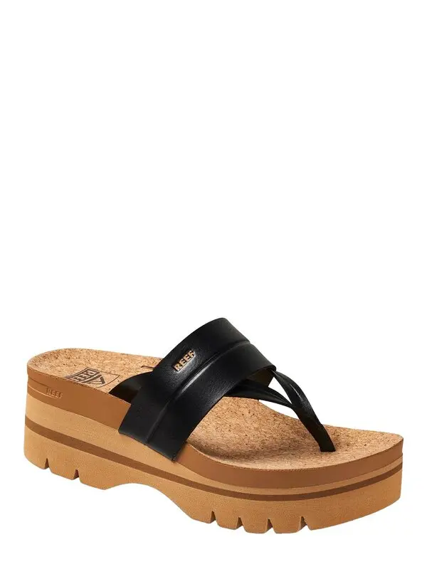 Reef Vista Higher Lennox Platform Flip Flop - Black/tan