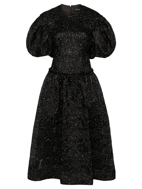 Simone Rocha Puff-sleeved Metallic Dress - Black