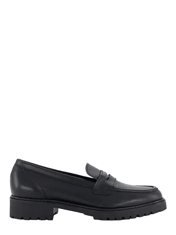 DUNE Gild Wide-fit Leather Penny Loafer - Black-black Leather