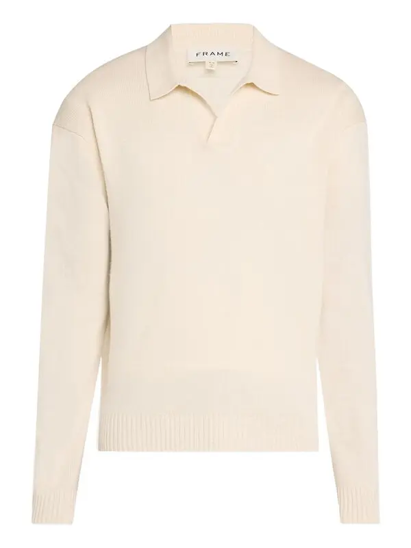 FRAME Wool-silk Polo Sweater - Off White