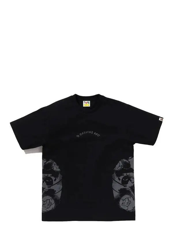 A BATHING APE Japanese Tattoo Side Big Ape Head Tee Shirt - Black