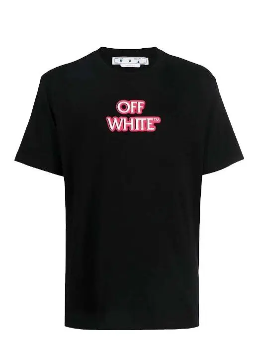 Off-White Emotion Neon Slim Tee Shirt - Black/pink Fluo