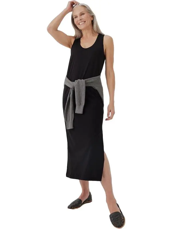 PACT Organic Softspun Tank Midi Dress - Black