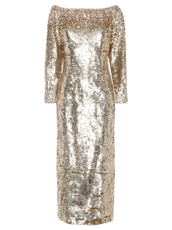 Jenny Packham Ballroom Blitz Sequined Midi Dress - Gold