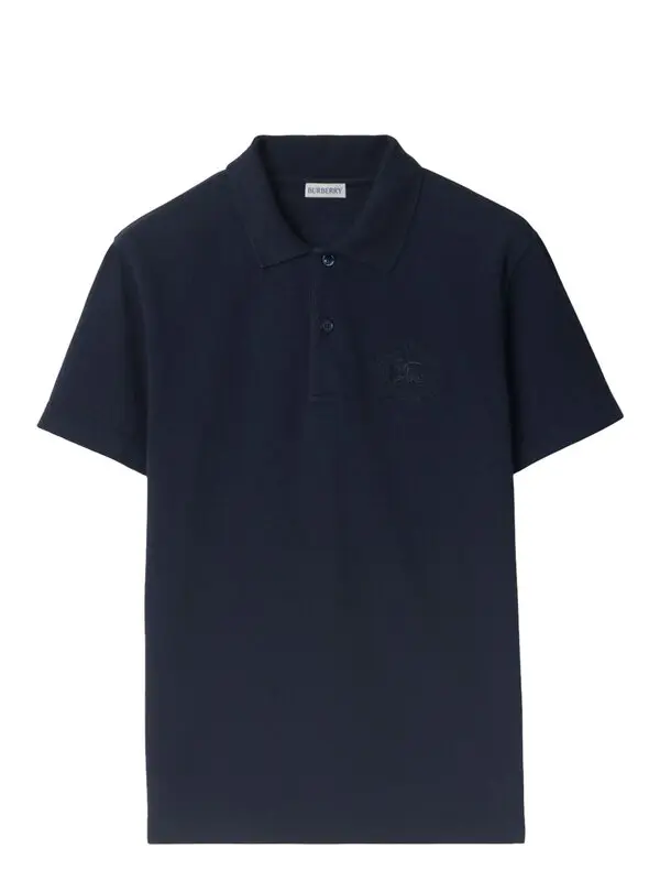 Burberry Edk-embroidered Cotton Polo Shirt - Blue