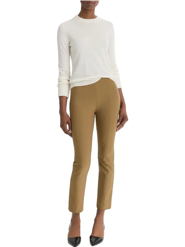 Vince Italian Cotton-blend Stitch-front Seam Legging - Natural