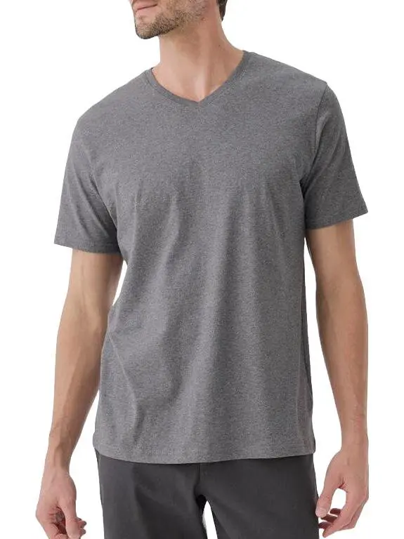 PACT Organic Softspun V-neck Tee - Medium Grey Heather
