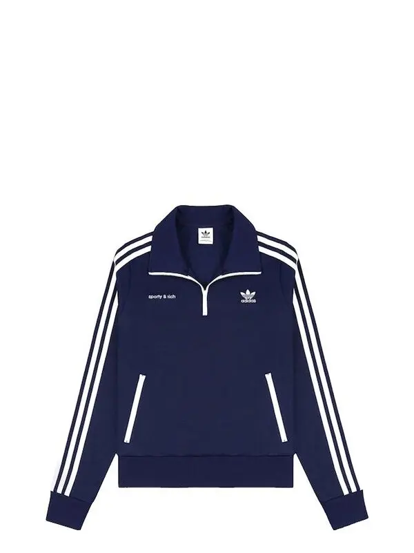 Adidas X Sporty & Rich Track Quarter Zip - Navy Blue/white