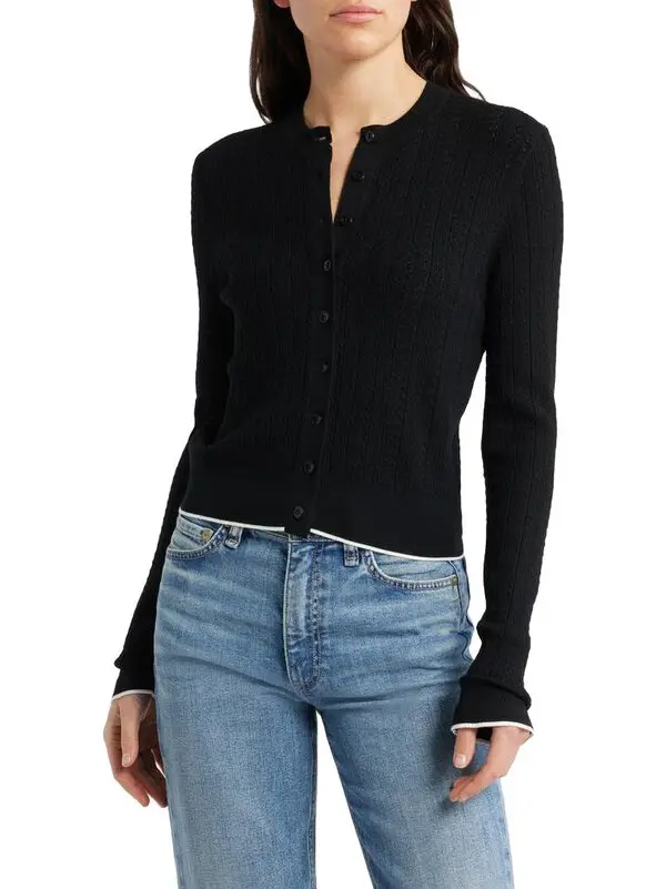 Madewell Signature Open Knit Cardigan - Black