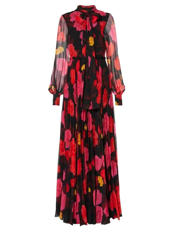 Erdem Floral Pleated Gown - Multicoloured
