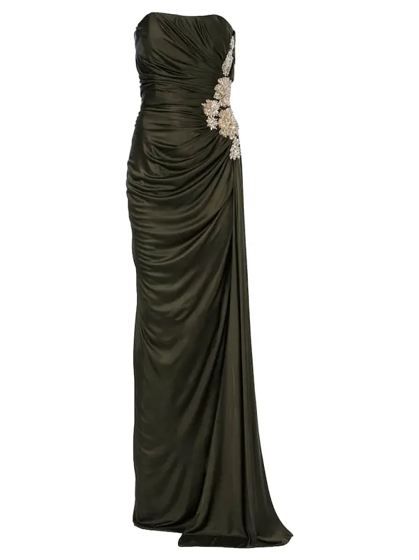 Costarellos Elettra Embellished Gown - Green