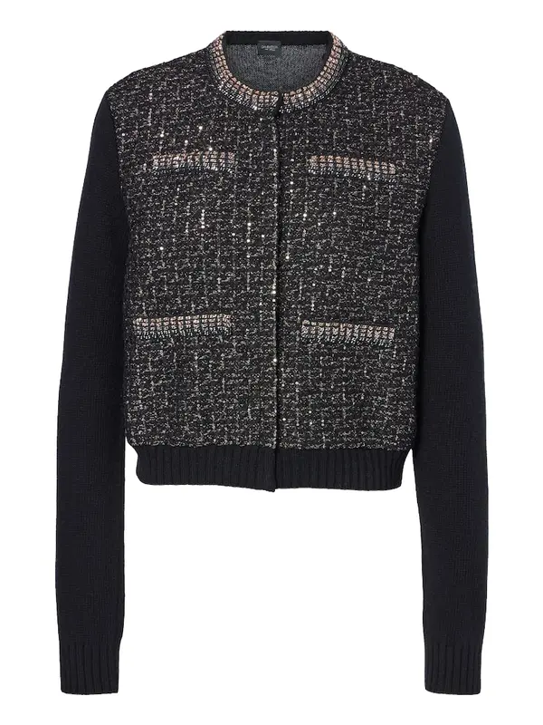Giambattista Valli Sequined Wool Cardigan - Black