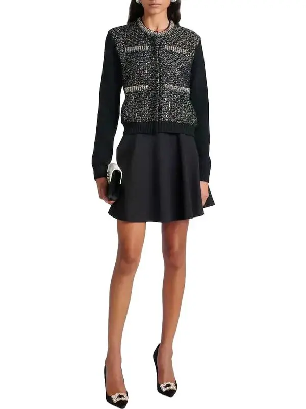 Giambattista Valli Sequined Wool Cardigan - Black