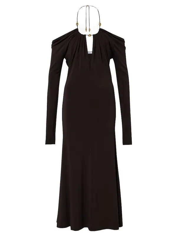 FERRAGAMO Off-shoulder Midi Dress - Brown