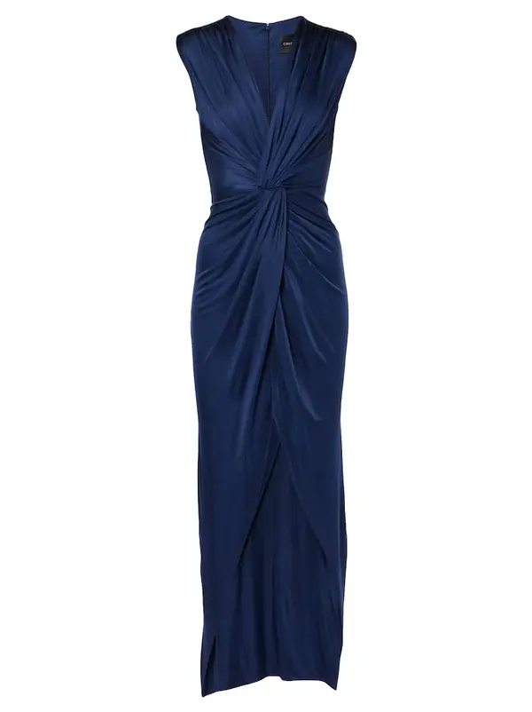 Costarellos Indra Gathered Jersey Gown - Blue