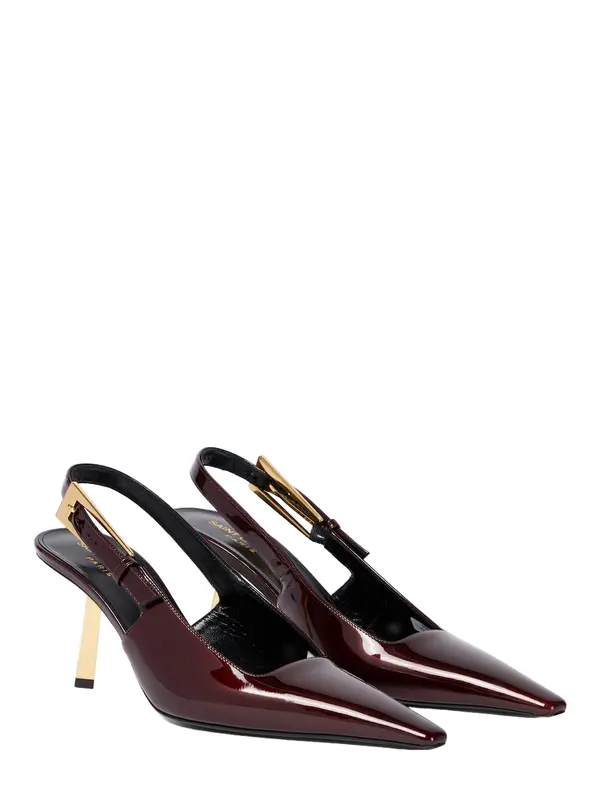 Saint Laurent Lee 75 Patent Leather Slingback Pumps - Red