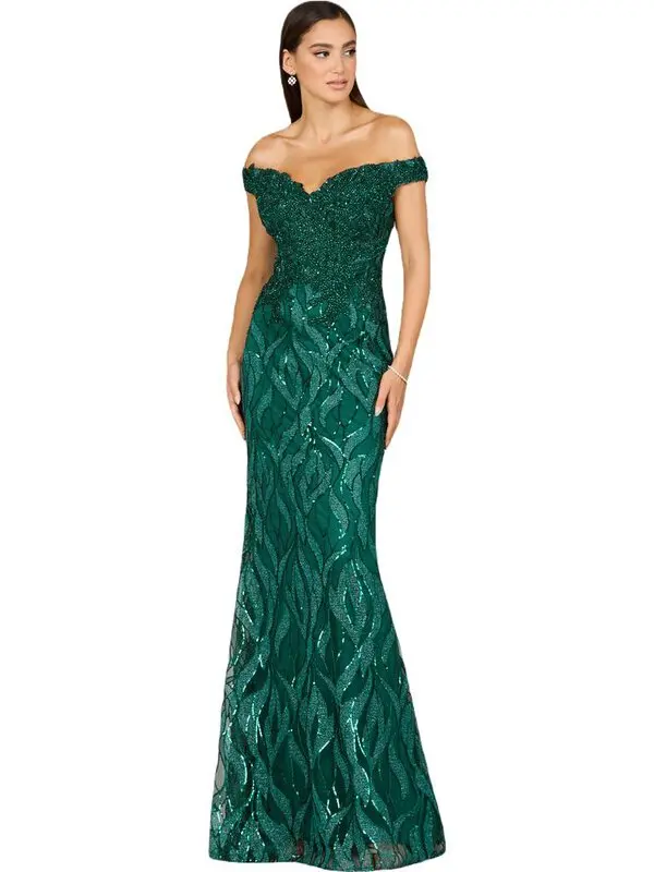 LARA NEW YORK Off-shoulder Gown - Green