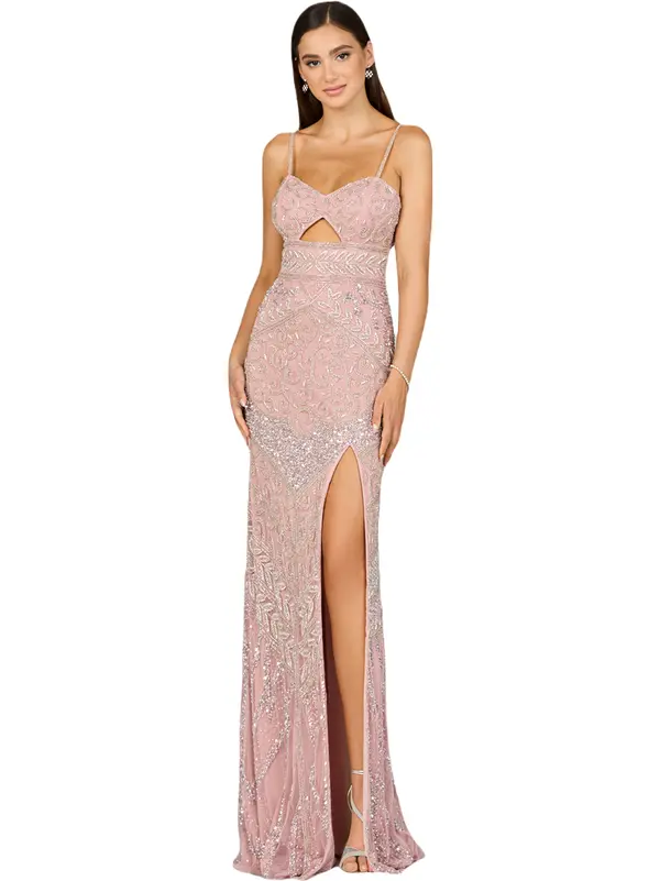 LARA NEW YORK Embellished Gown With Slit And Open Back - Cashmere
