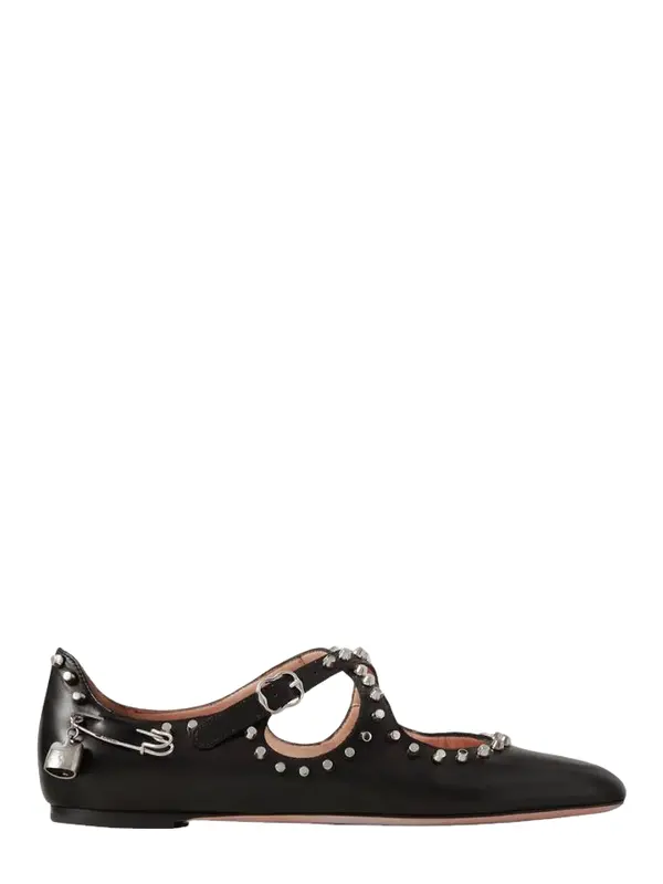 Bally Embellished Leather Ballet Flats - Black