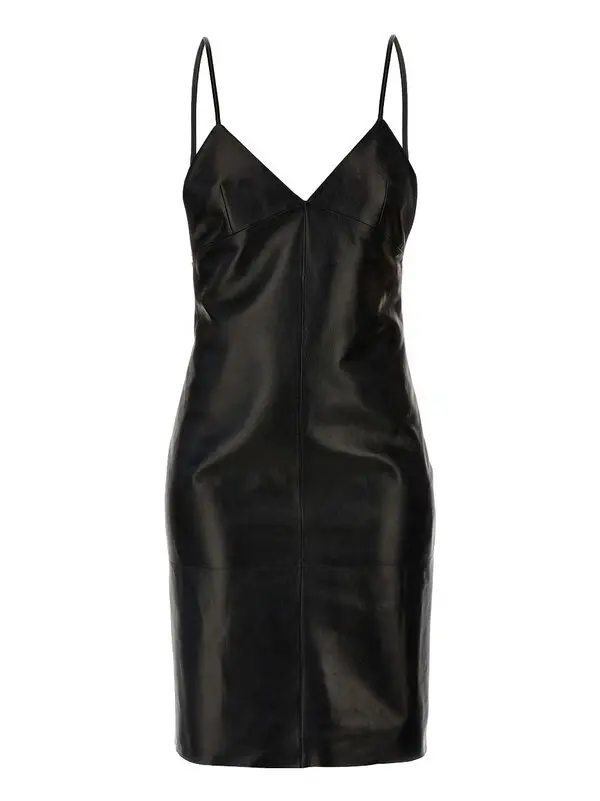 Saint Laurent Leather Slip Dress - Black