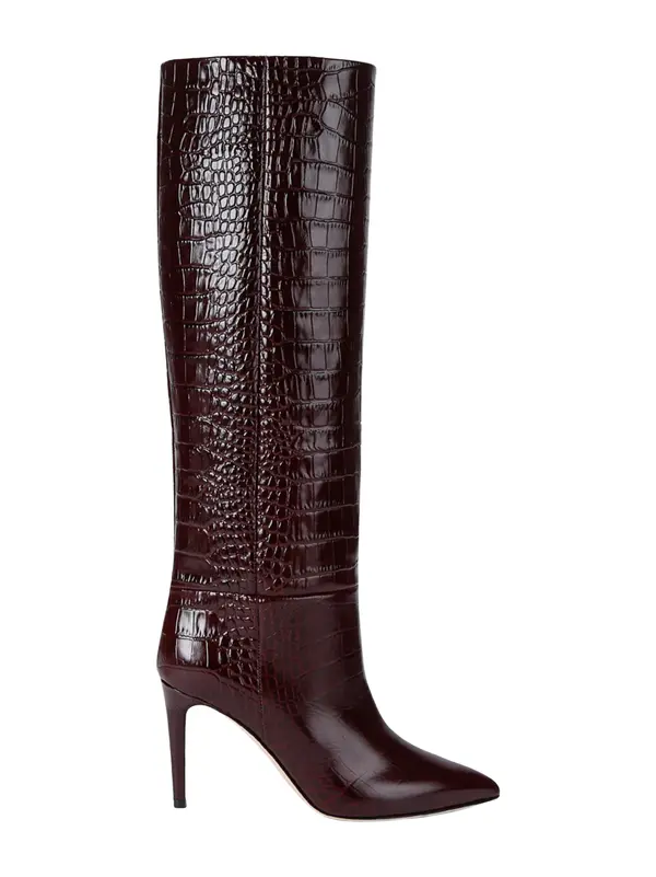 Paris Texas Croc-embossed Leather Knee-high Stiletto Boots 85 - Burgundy