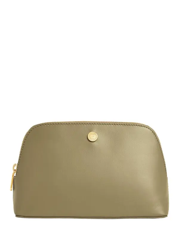Harrods Small Leather Makeup Bag - Green