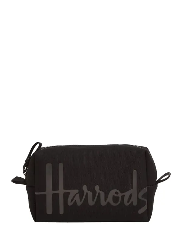 Harrods Cotton Logo Cosmetics Bag - Black