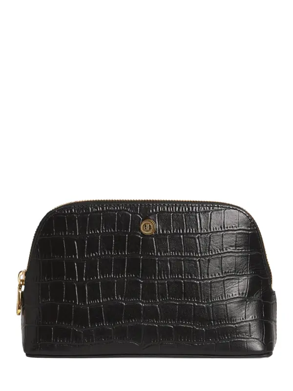 Harrods Small Croc-embossed Leather Cosmetics Bag - Black