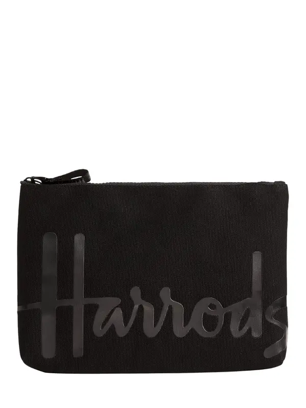 Harrods Cotton Logo Pouch - Black