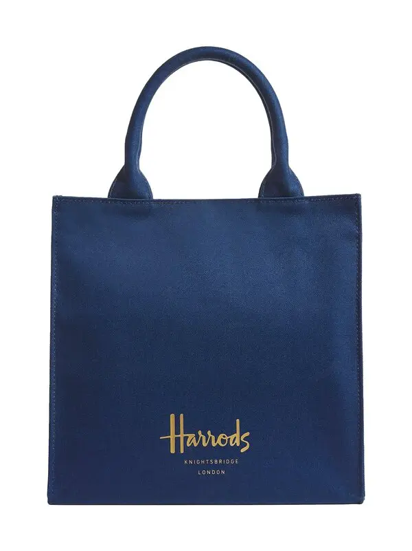 Harrods Small Cotton Logo Tote - Navy
