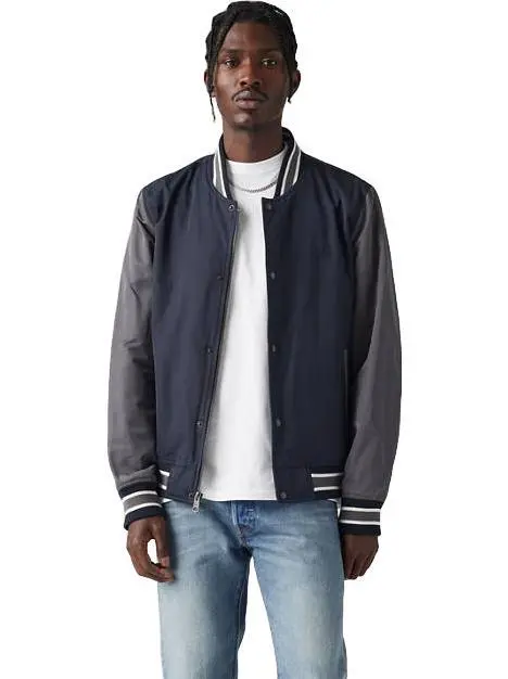 LEVI'S Colorblock Varsity Bomber Jacket - Navy And Forged Iron