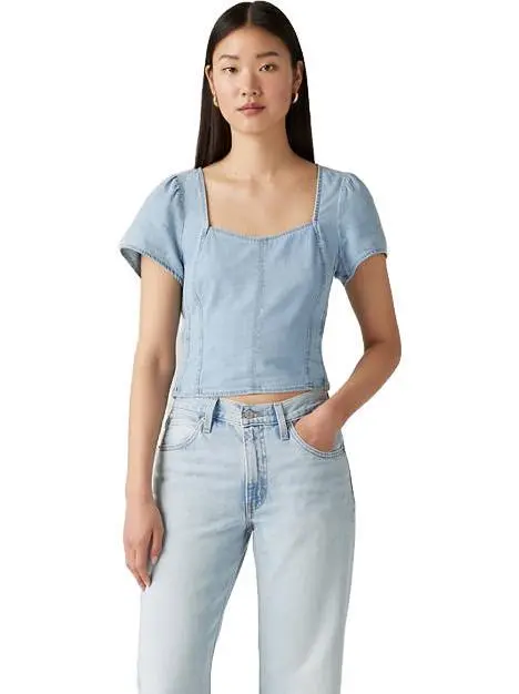 LEVI'S Ophelia Short-sleeve Denim Corset - Turn Up Light