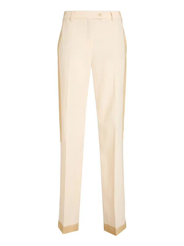 Moschino Grain De Poudre Wool Straight-leg Trousers - Beige
