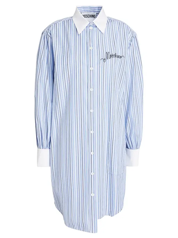 Moschino Striped Cotton-poplin Shirt Dress - Light Blue