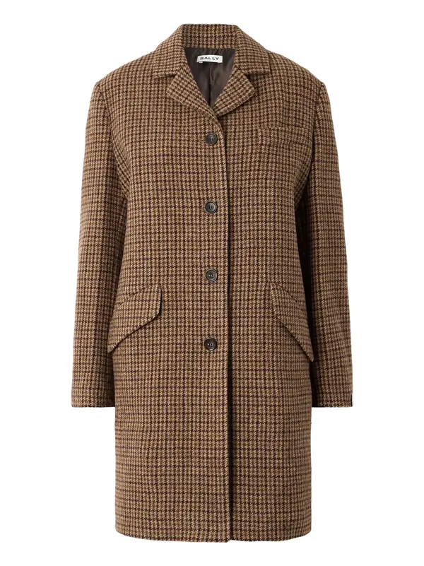 Bally Houndstooth Wool Coat - Brown