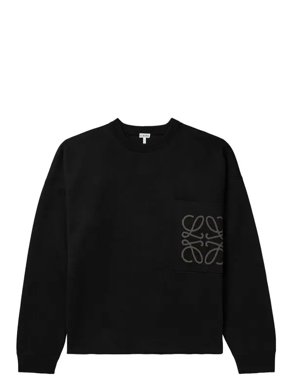 Loewe Logo-jacquard Cotton-blend Sweater - Black
