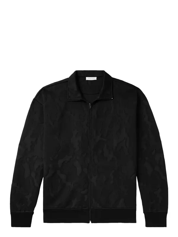 Valentino Garavani Jacquard-knit Zip-up Sweatshirt - Black