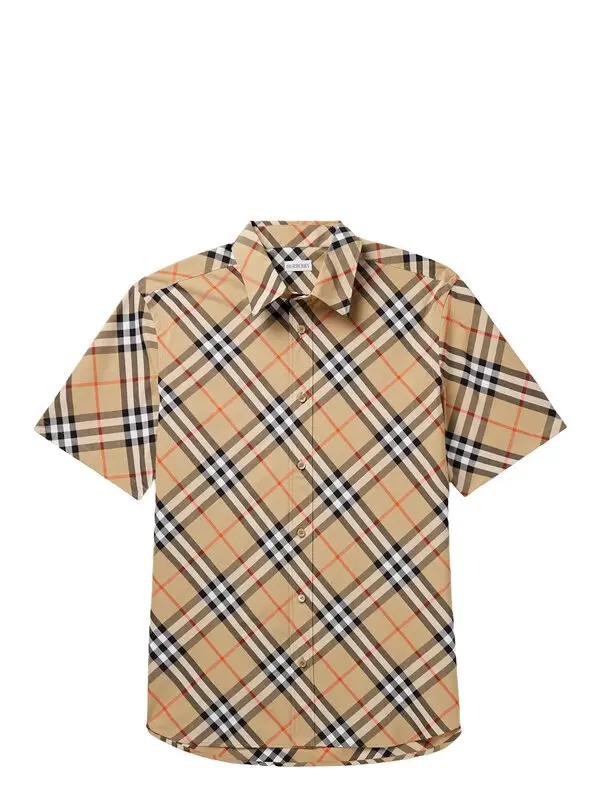 Burberry Checked Cotton-poplin Shirt - Neutrals