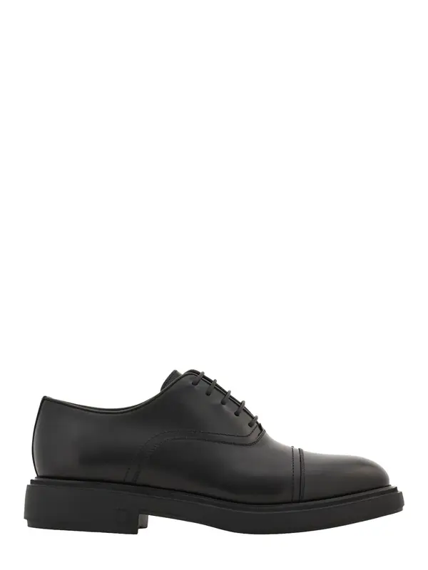 FERRAGAMO Toe-capped Leather Oxford Shoes - Black