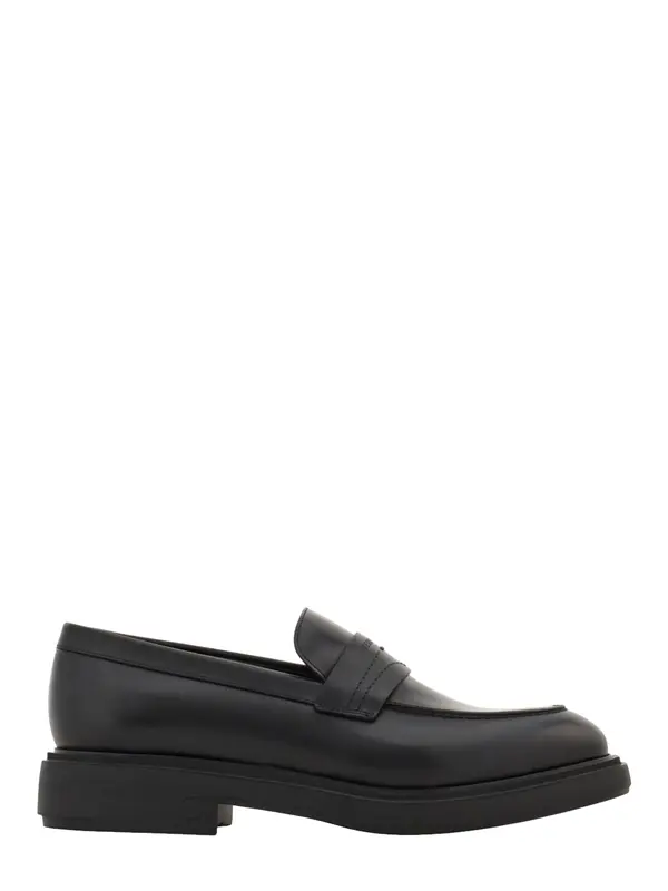 FERRAGAMO Caligola Leather Loafers - Black