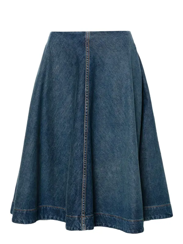 Khaite Renta Denim Midi Skirt - Blue