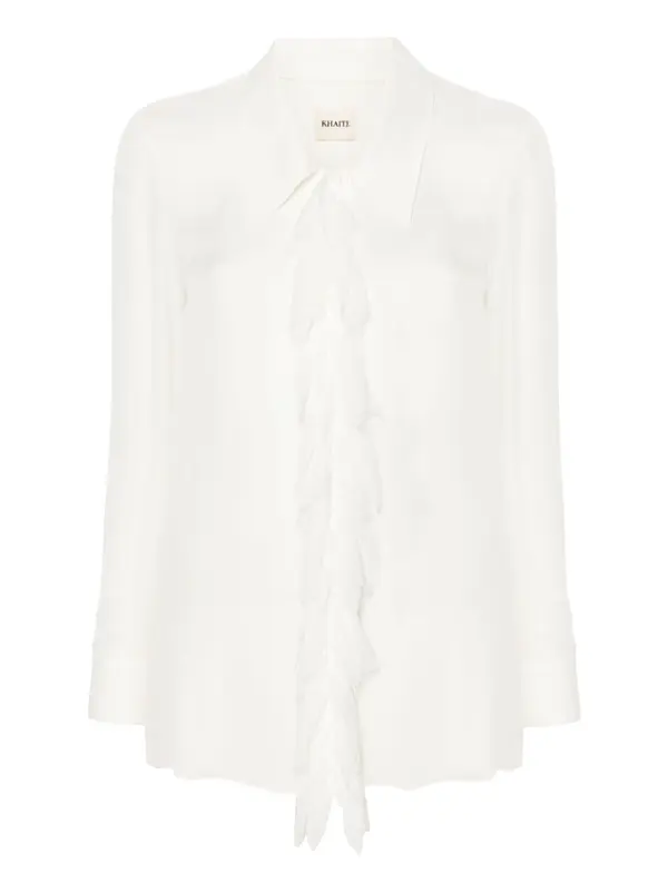 Khaite Luka Silk Georgette Shirt - Neutrals