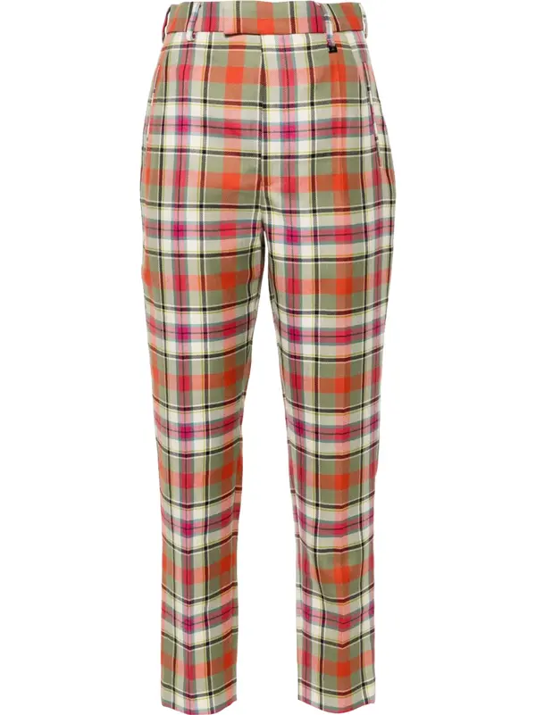 VIVIENNE WESTWOOD Checked Cigarette Trousers - Green